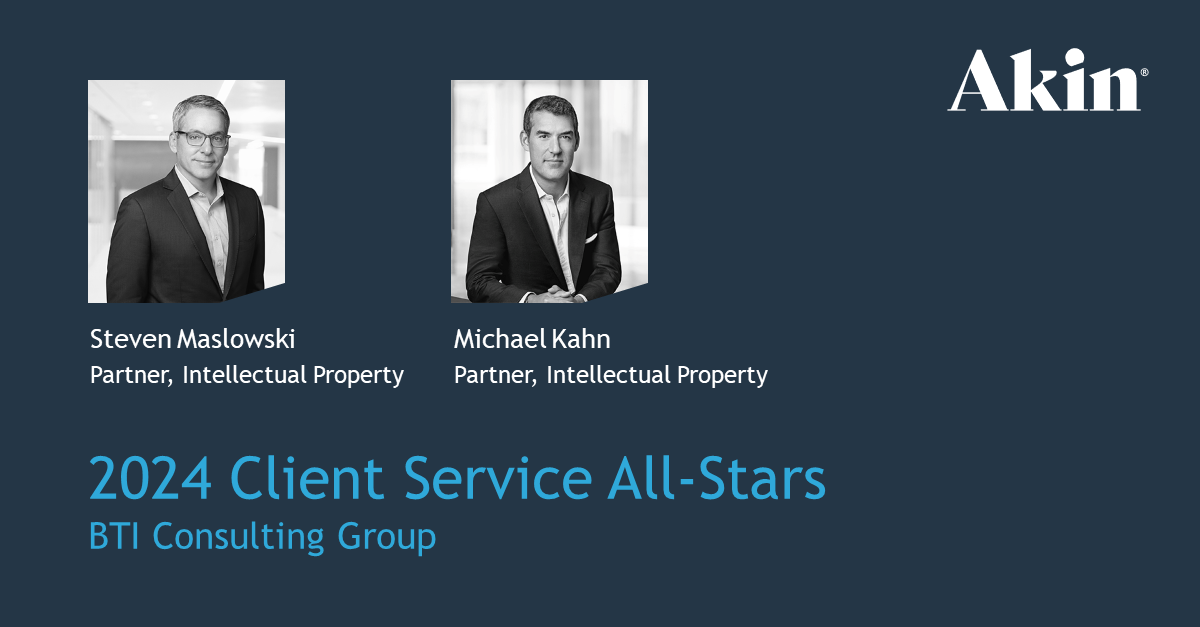 BTI Selects Two Akin Lawyers as Client Service All-Stars | Akin