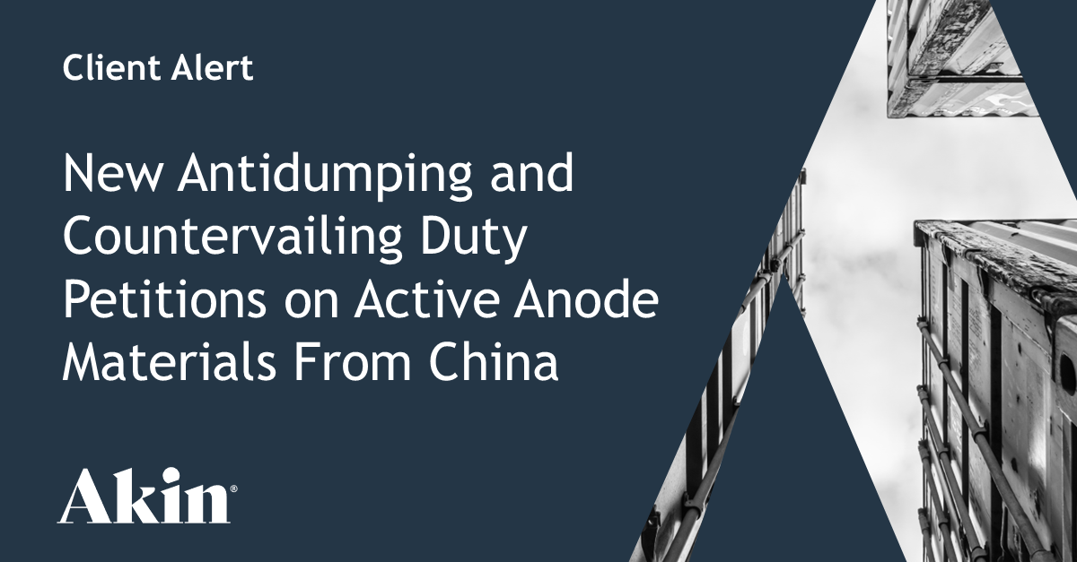 New Antidumping and Countervailing Duty Petitions on Active Anode ...