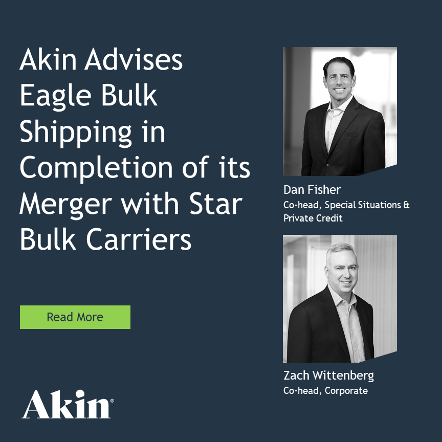 Akin Advises Eagle Bulk Shipping in Completion of its Merger with Star ...