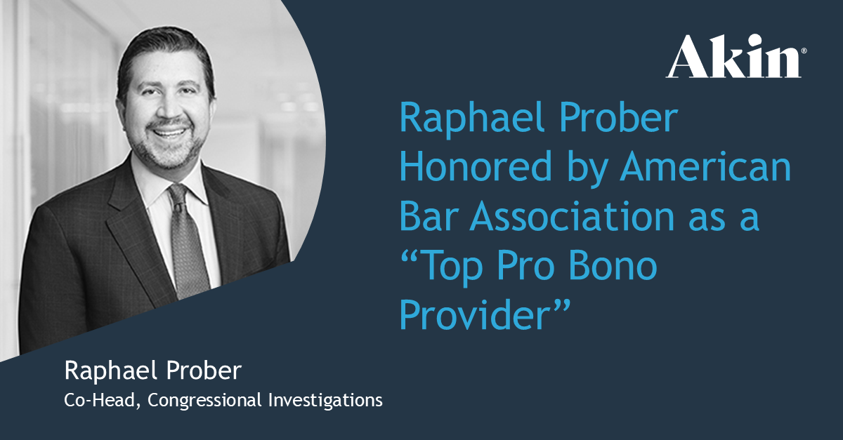 Raphael Prober Honored by American Bar Association as a “Top Pro Bono ...