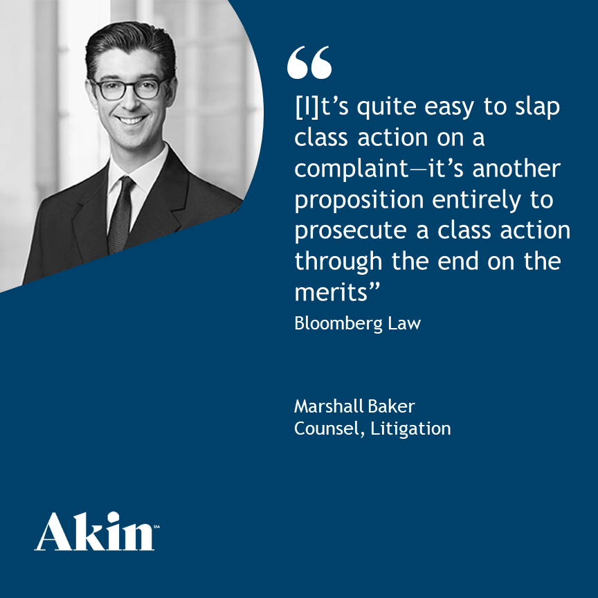 Bloomberg Law Quotes Marshall Baker on Declining VPPA Suits | Akin