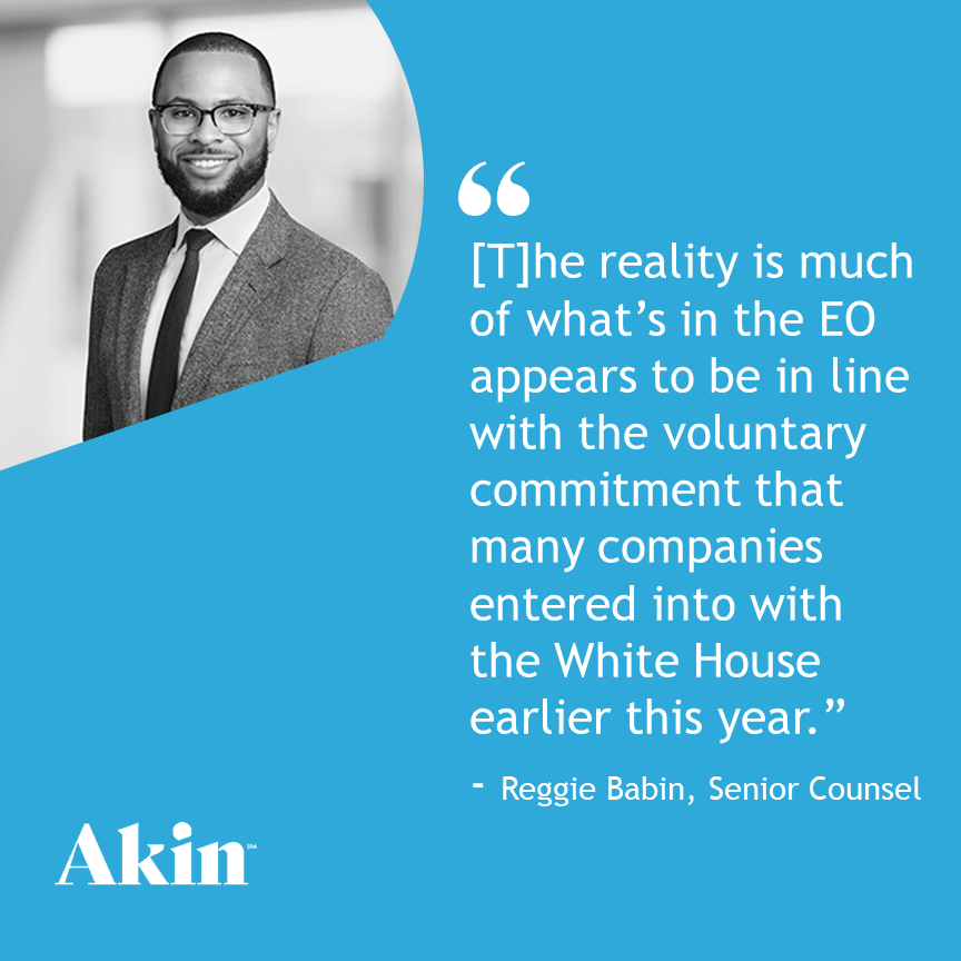 FOX, Bloomberg Law Quote Reggie Babin on Biden AI EO | Akin