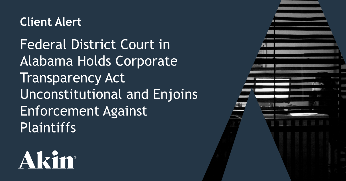 Federal District Court in Alabama Holds Corporate Transparency Act ...