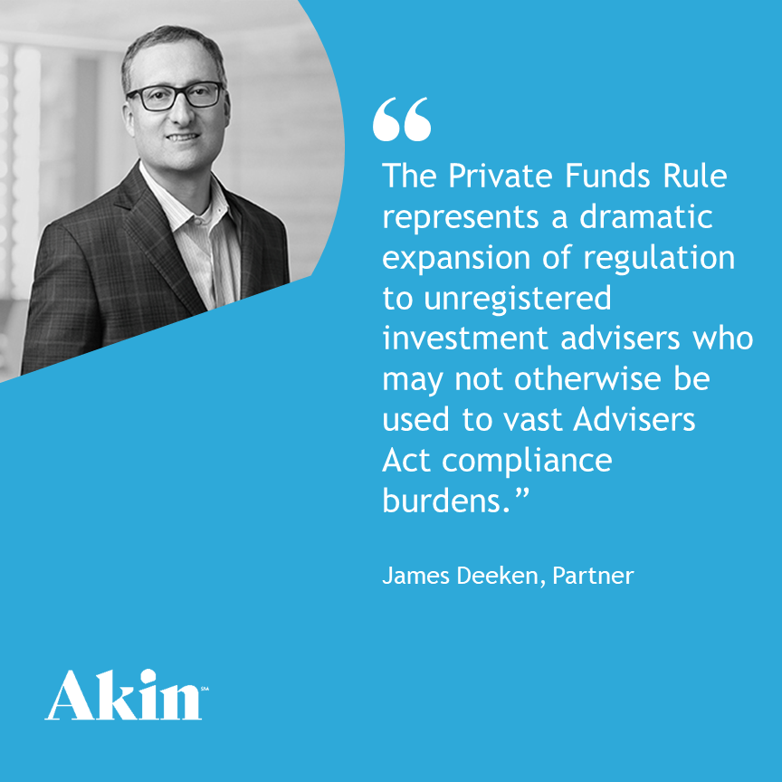SRLJ Publishes James Deeken Review of SEC’s New Private Funds Rule | Akin
