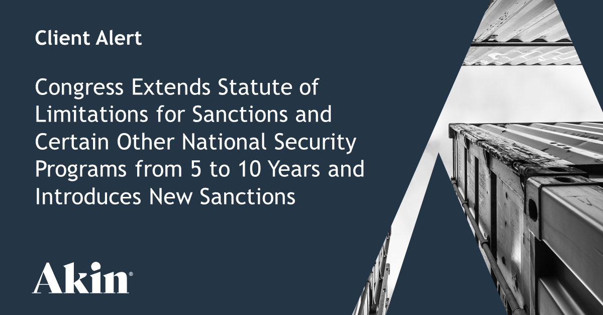 Congress Extends Statute of Limitations for Sanctions and Certain Other ...