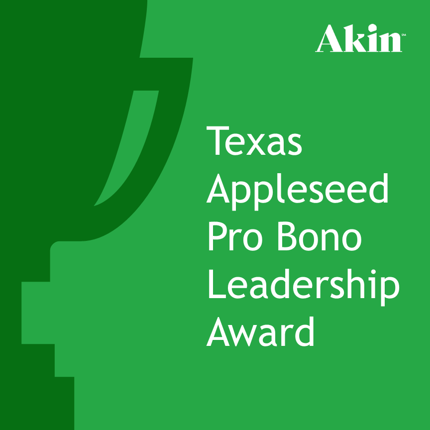 Akin Honored with Texas Appleseed Pro Bono Award | Akin
